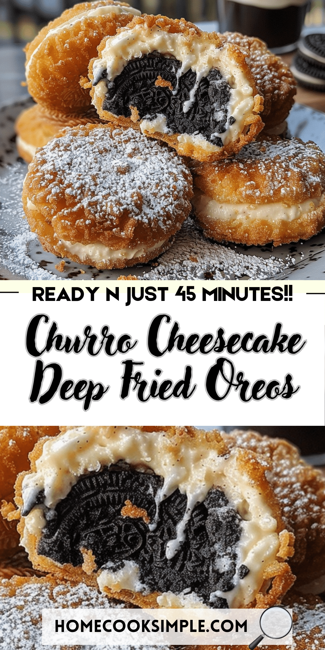 Churro Cheesecake Deep Fried Oreos - Home Cook Simple