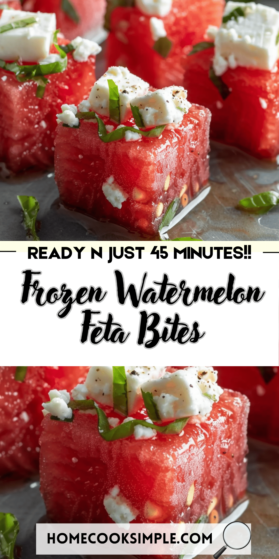 Frozen Watermelon Feta Bites - Home Cook Simple