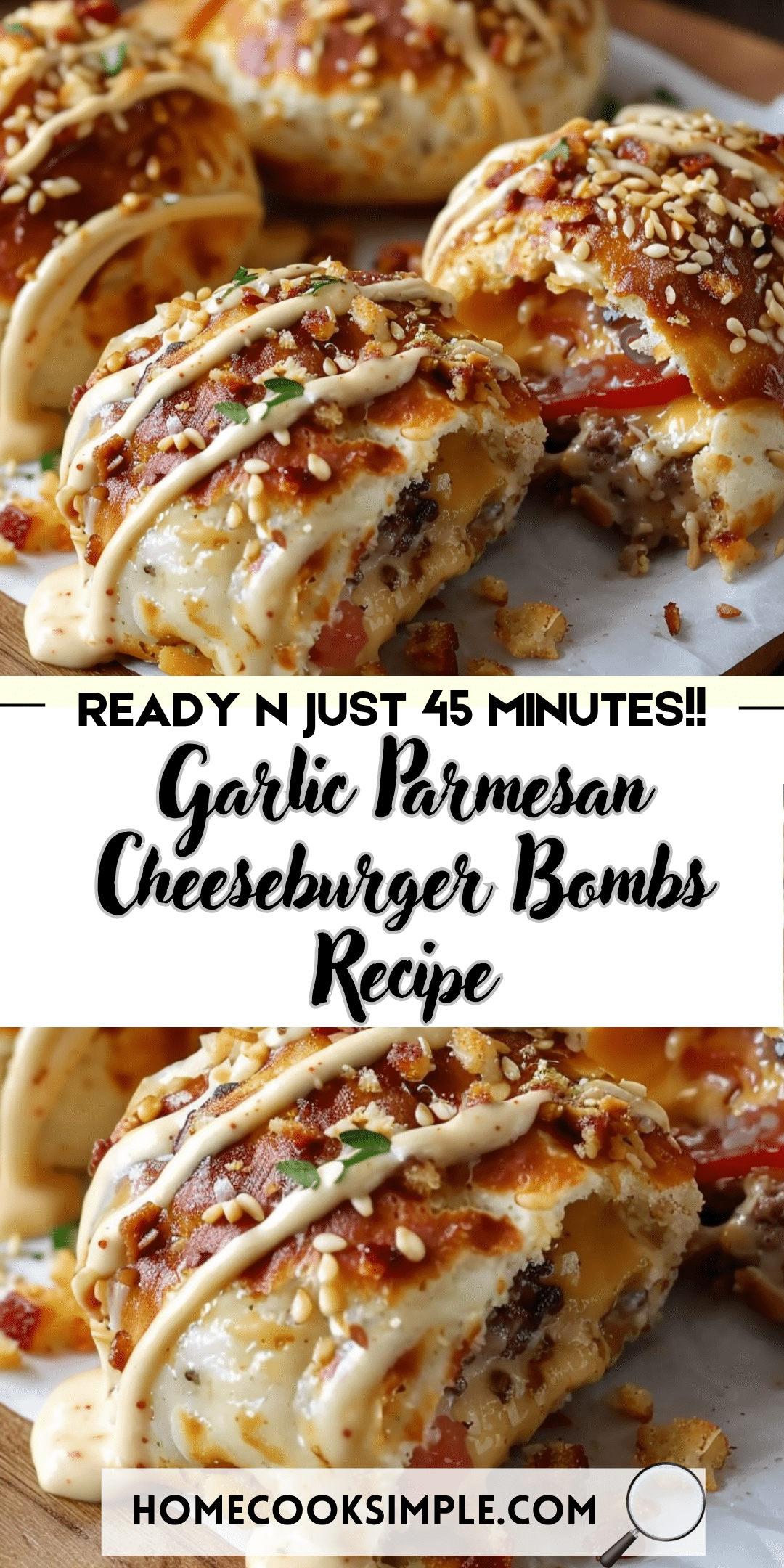 Garlic Parmesan Cheeseburger Bombs Recipe - Home Cook Simple
