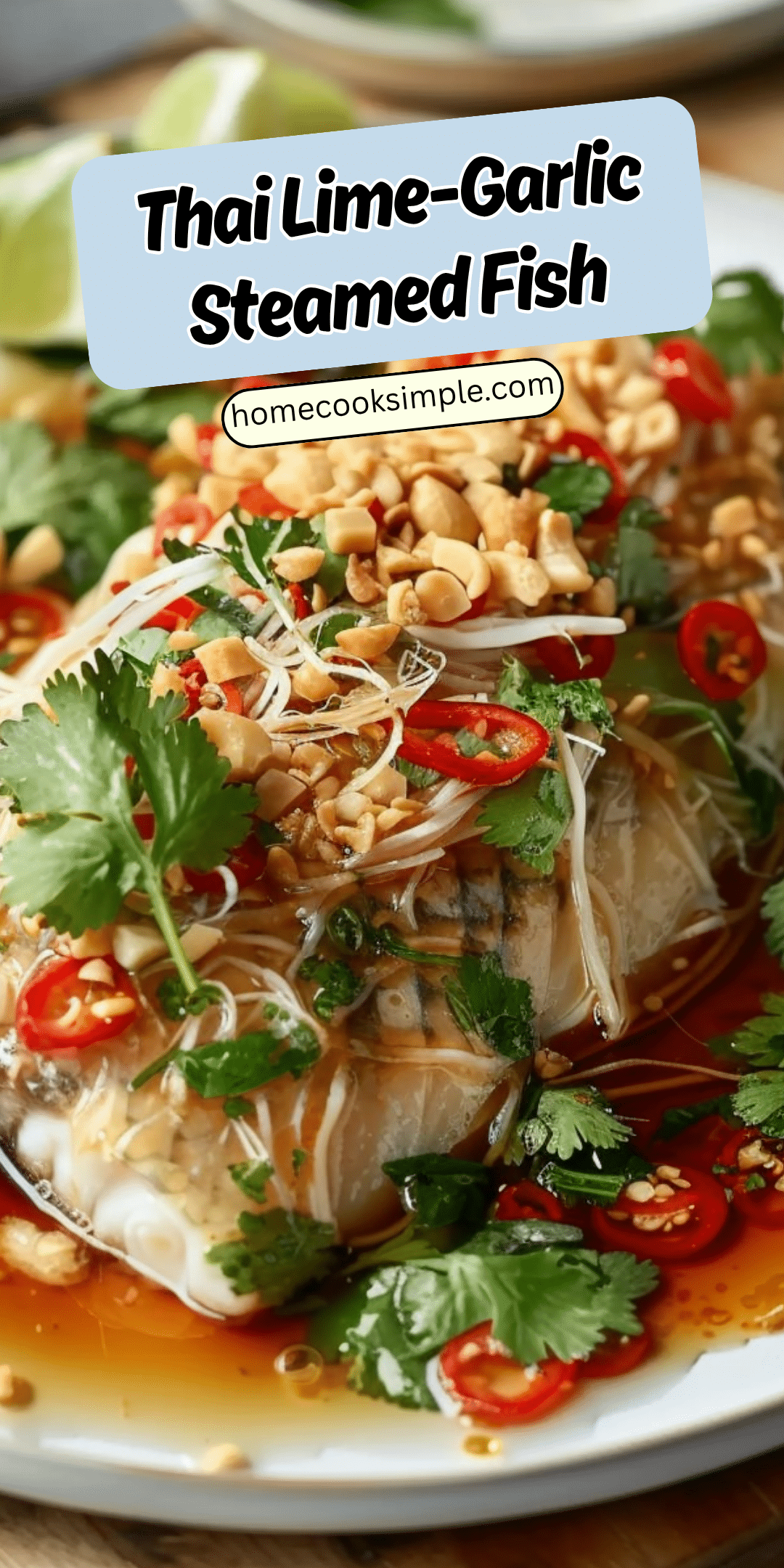 Thai Lime-Garlic Steamed Fish - Home Cook Simple