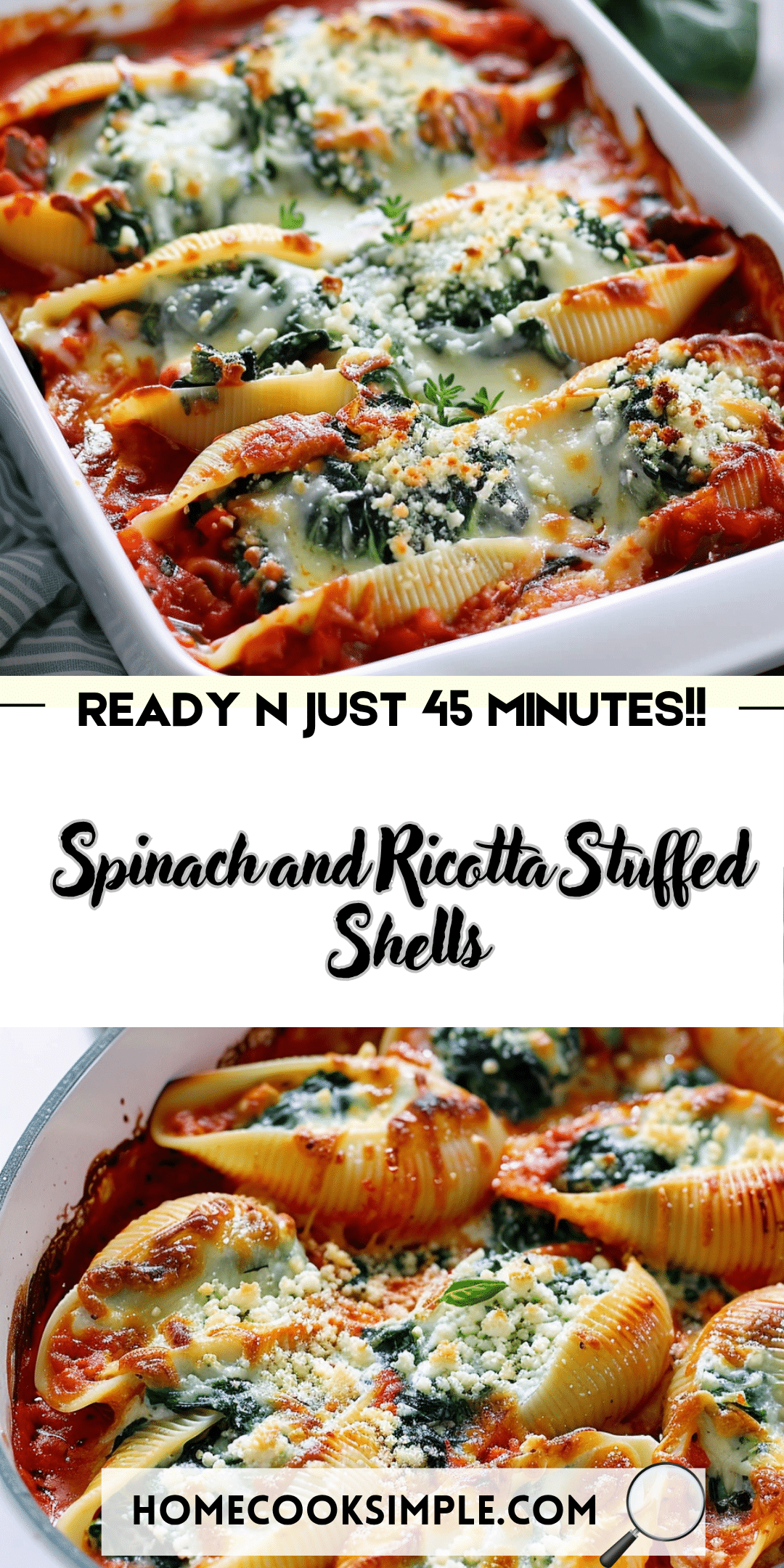 Spinach and Ricotta Stuffed Shells - Home Cook Simple