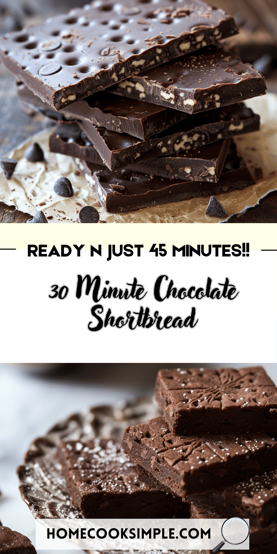 30 Minute Chocolate Shortbread - Home Cook Simple