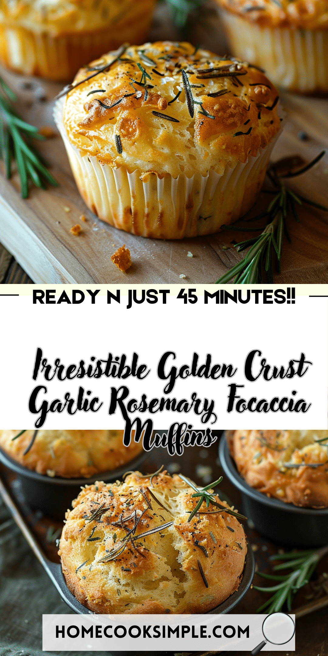 Irresistible Golden Crust Garlic Rosemary Focaccia Muffins - Home Cook ...