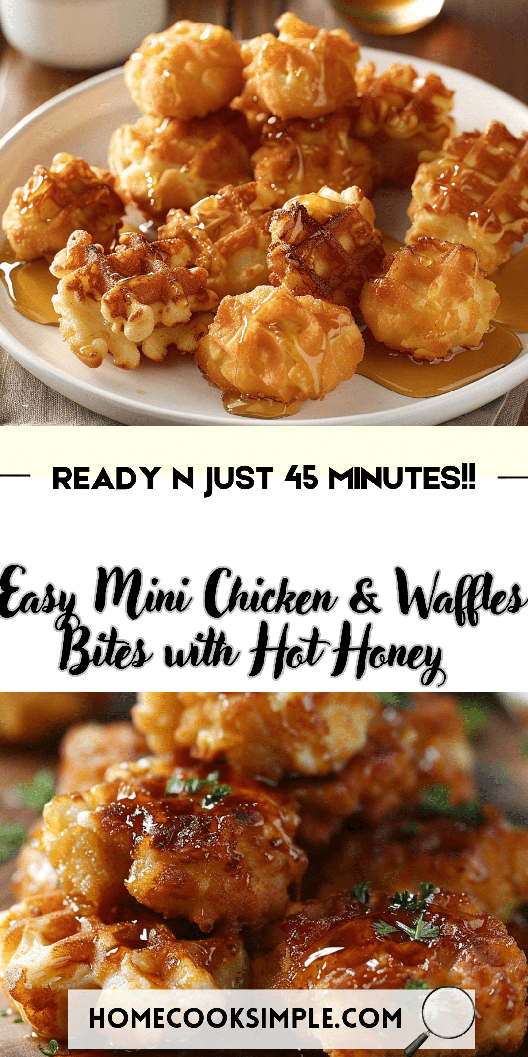 Easy Mini Chicken & Waffles Bites with Hot Honey - Home Cook Simple