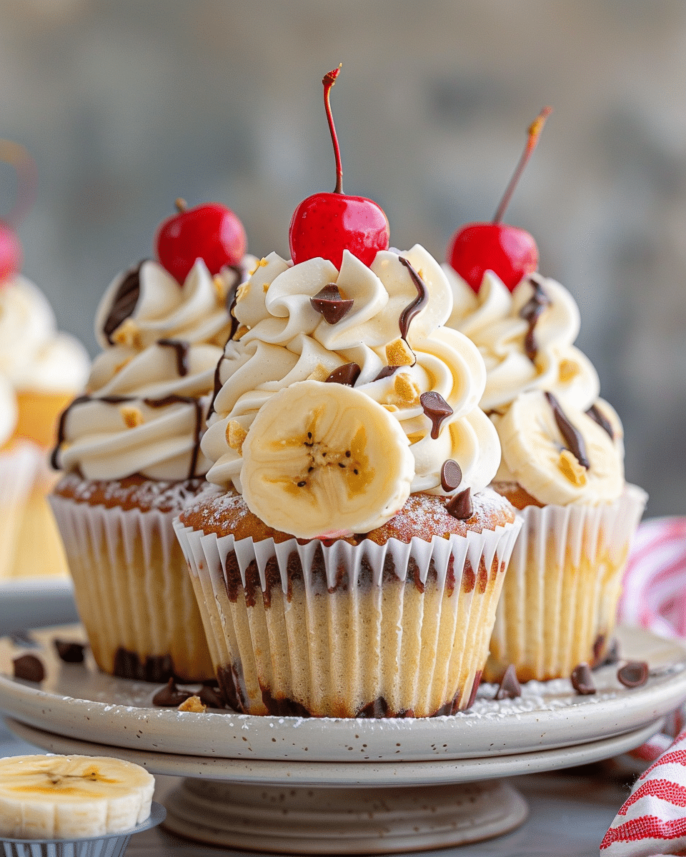 Homemade Banana Split Cupcakes - Home Cook Simple