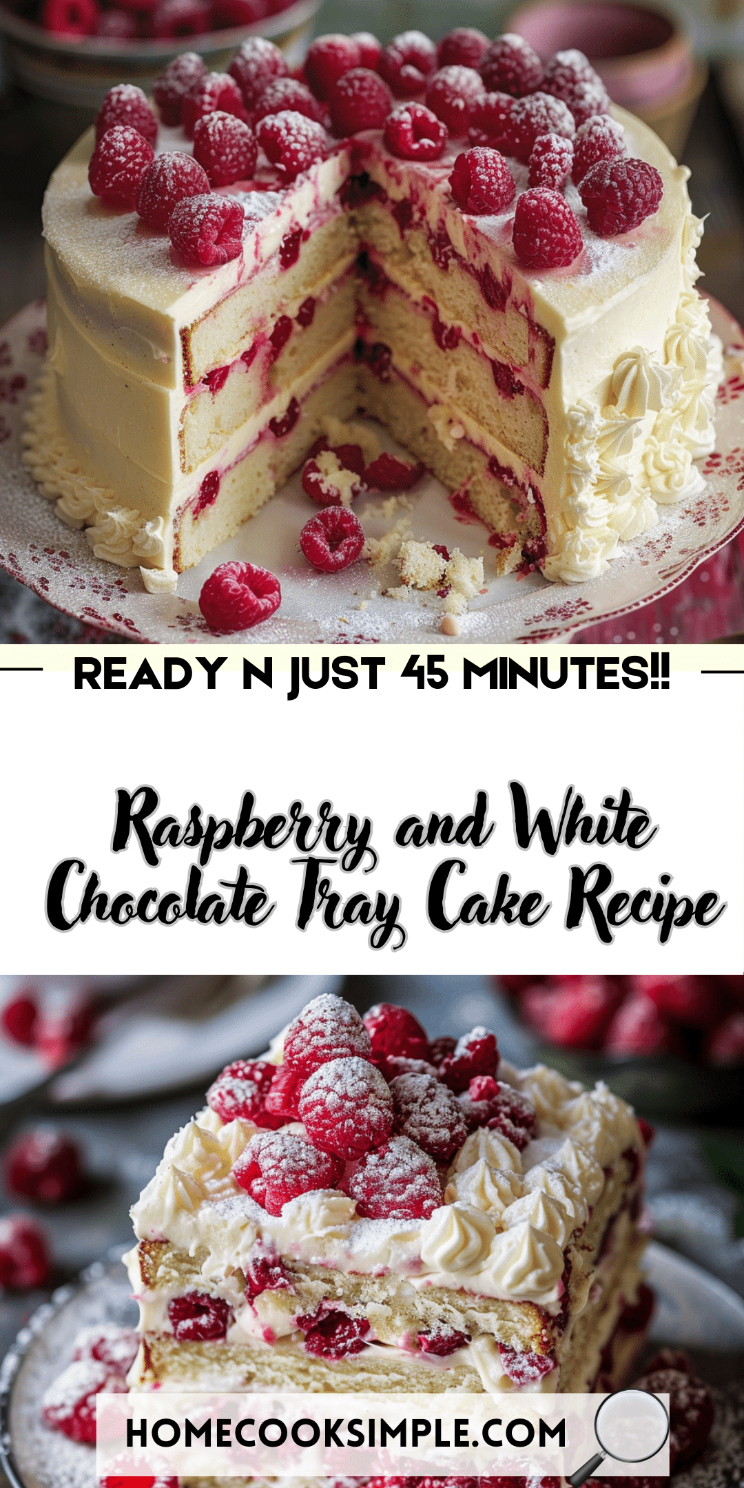 Raspberry and White Chocolate Tray Cake Recipe - Home Cook Simple