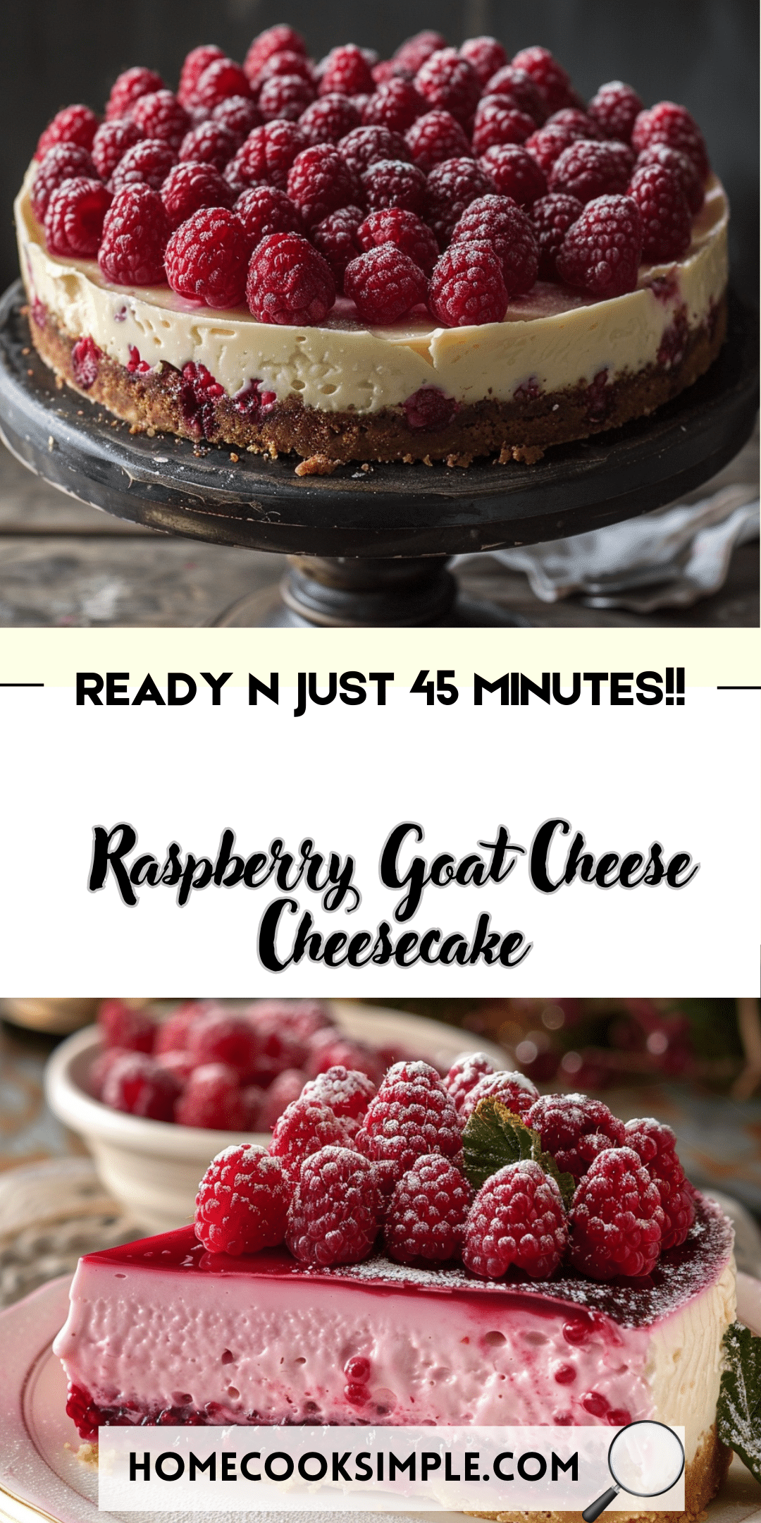 Raspberry Goat Cheese Cheesecake - Home Cook Simple
