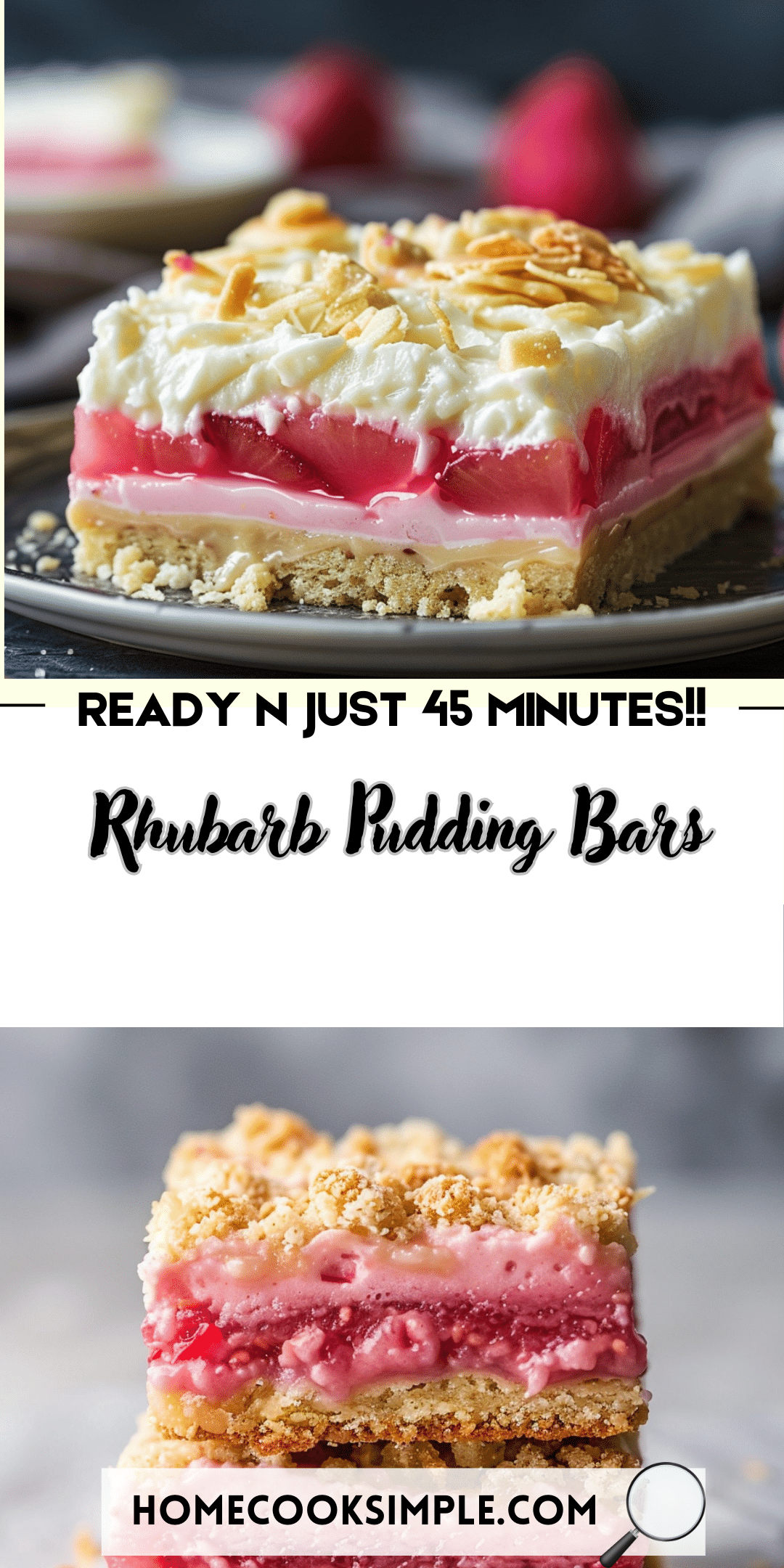 Best Rhubarb Pudding Bars - Home Cook Simple