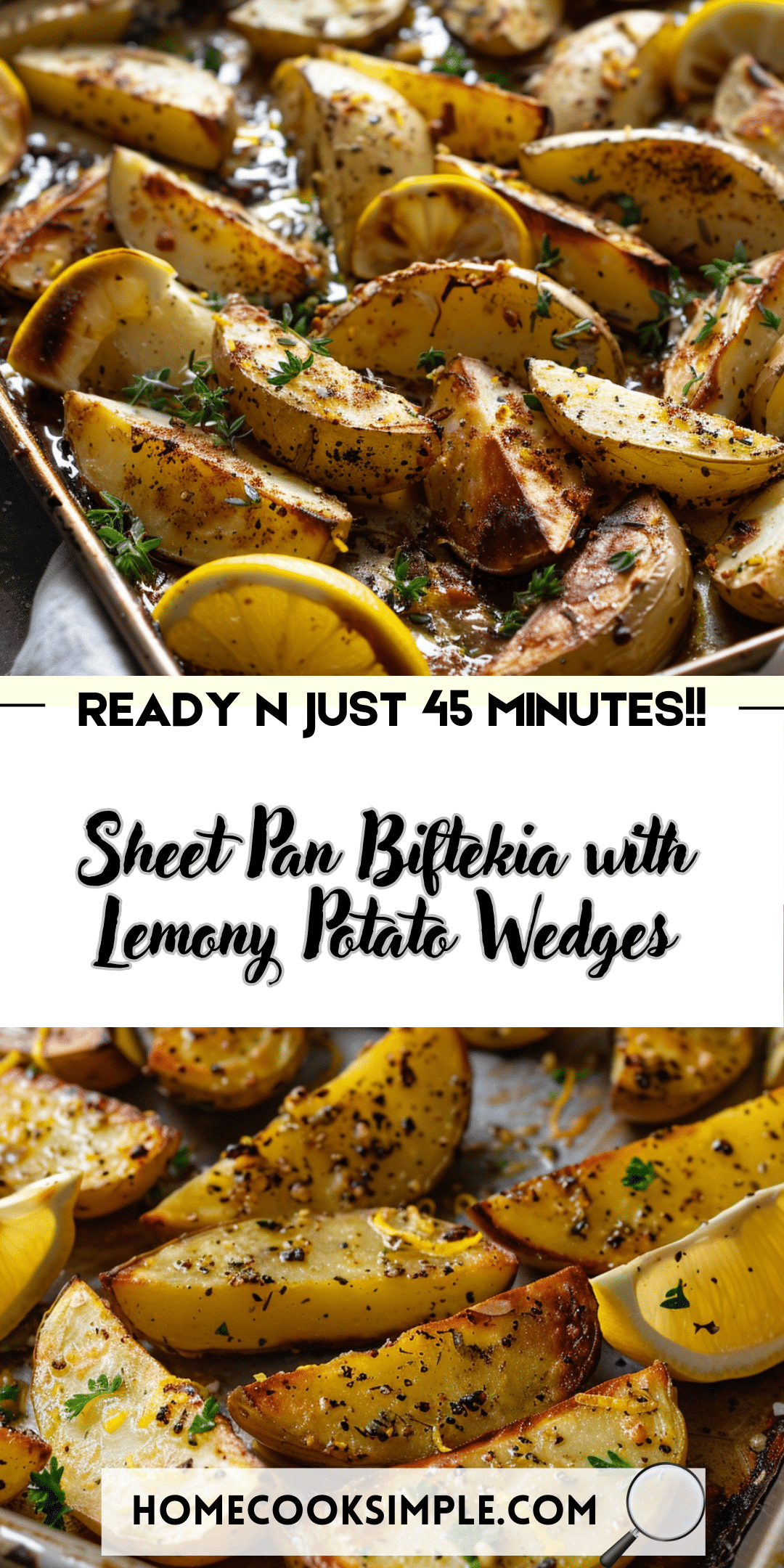 Sheet Pan Biftekia with Lemony Potato Wedges - Home Cook Simple