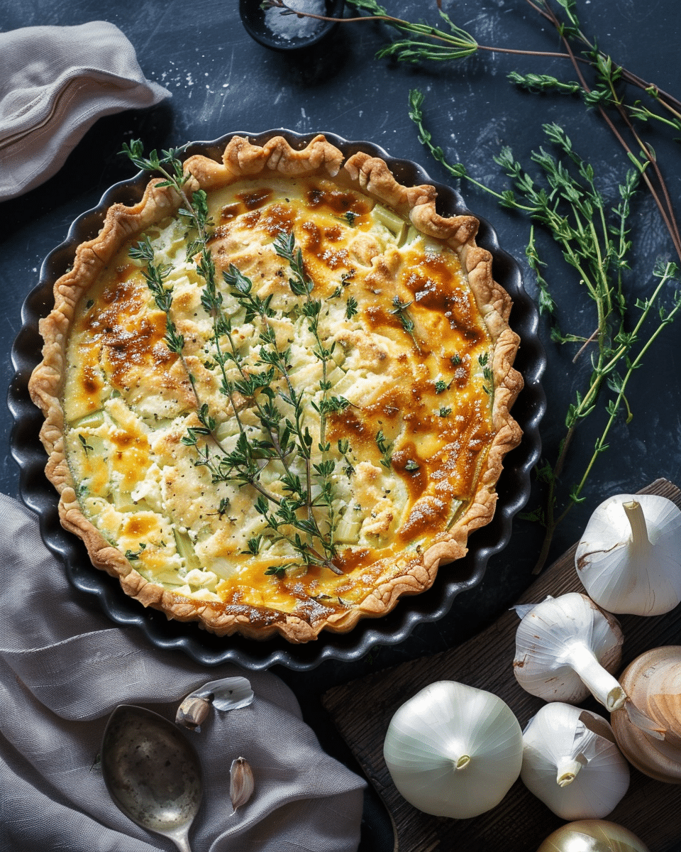 Leek and Goats Cheese Tart - Home Cook Simple