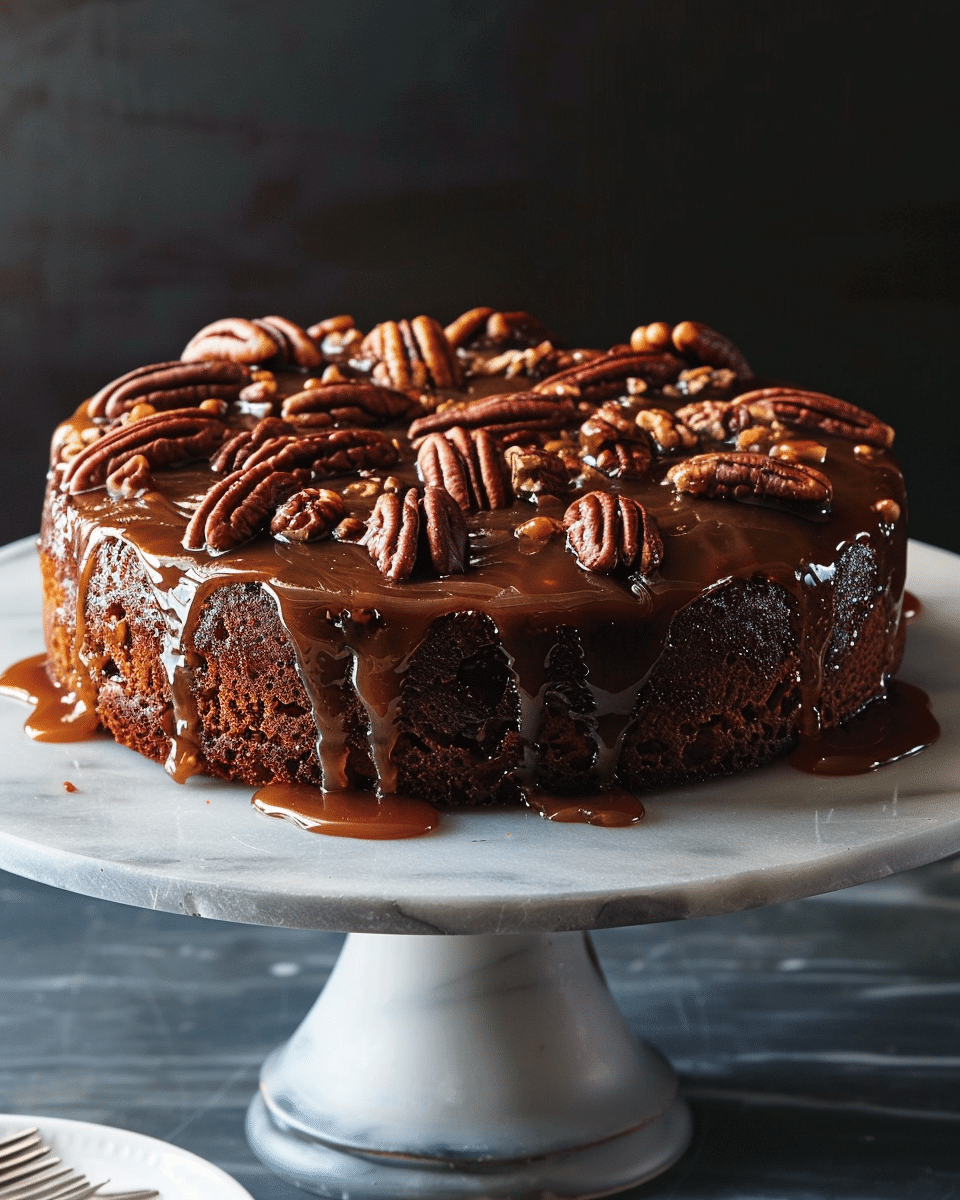 Upside‑Down Caramel Pecan Cake - Home Cook Simple