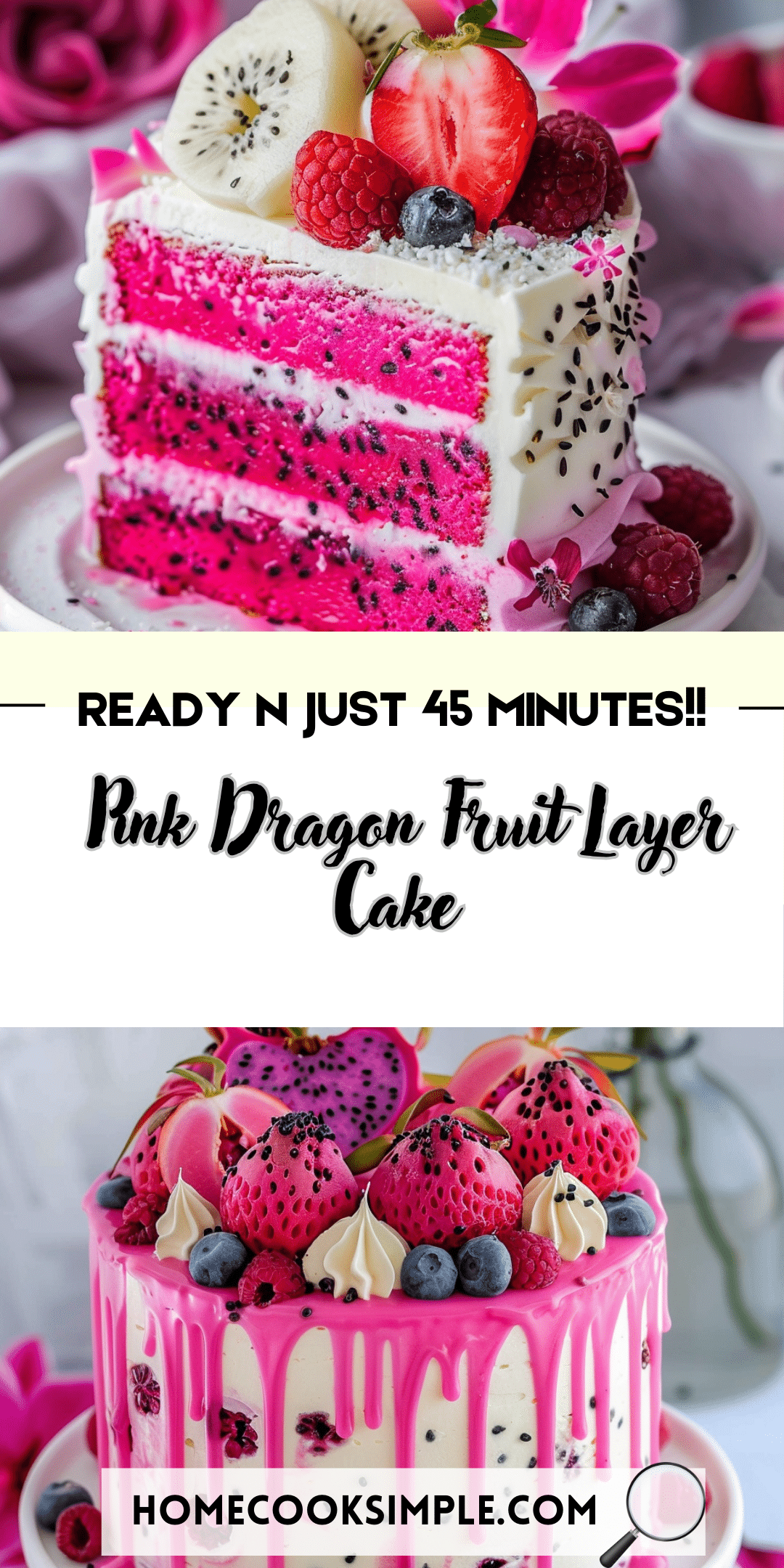 Pink Dragon Fruit Layer Cake - Home Cook Simple