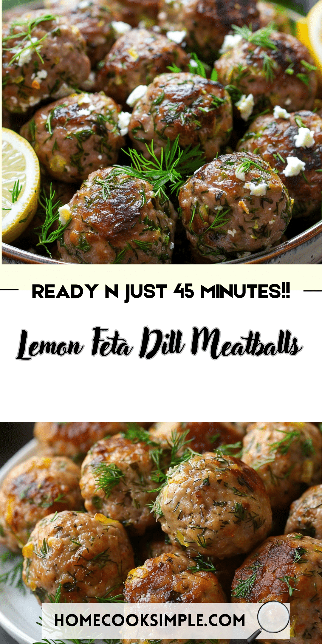 Lemon Feta Dill Meatballs - Home Cook Simple