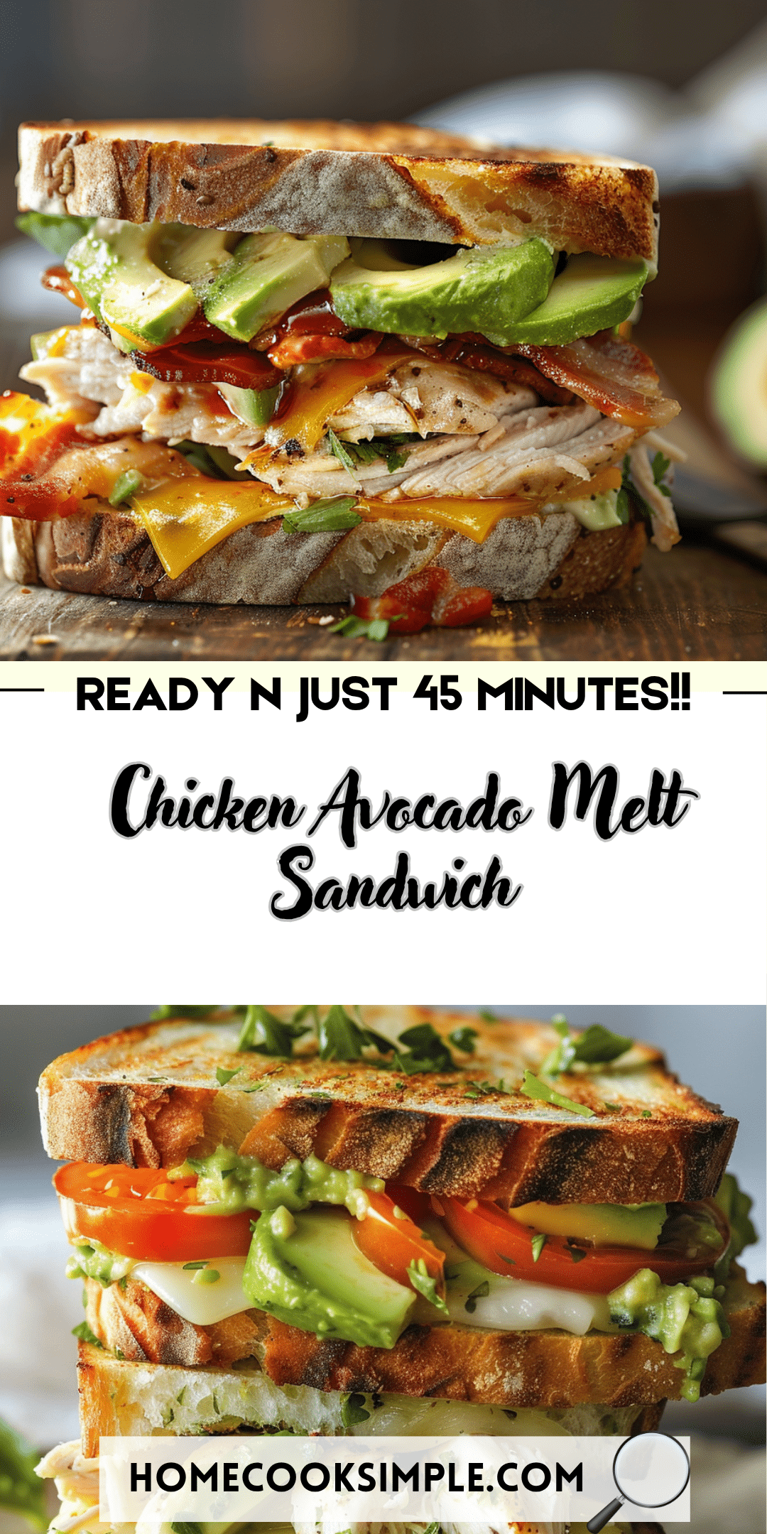 Chicken Avocado Melt Sandwich - Home Cook Simple